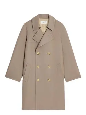 Celine Trench Coat In Wool Gabardine And Cotton - Camel