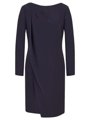 Emporio Armani Long Sleeve Pleated Front Panel Dress - Black