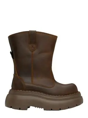 R13 Round Toe Ankle Boots - Brown