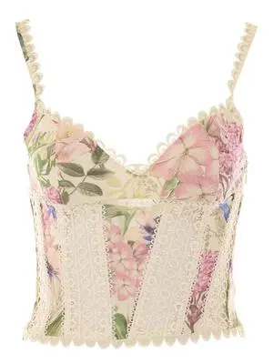 Charo Ruiz Ibiza CHARO RUIZ Ibiza Poppy Lace Trim Crop Top No
