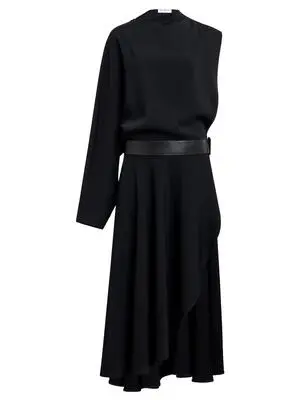 Alaïa Asymmetrical Belted High Neck Dress - Black
