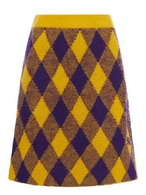 Burberry Argyle Logo Embroidered Skirt - Multicolor
