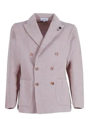 LARDINI Double-breasted Long-sleeved Blazer - Gray