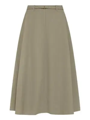 Seventy Belted A-line Midi Skirt - Taupe