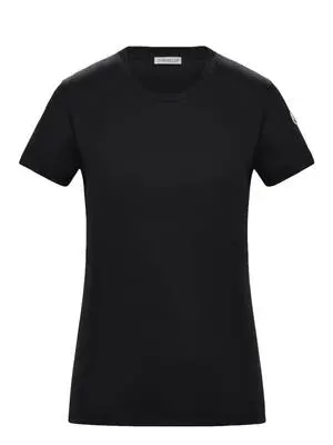 Moncler Cotton Jersey T-shirt With Felt Logo Patch - Black
