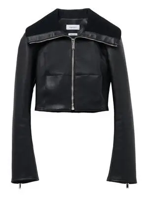 Alexander McQueen Folded Collar Leather Jacket - Black