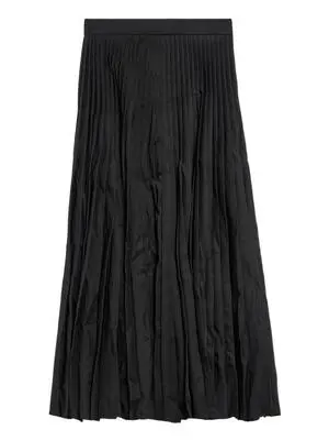 Balenciaga Creased Pleated Midi Skirt - Black