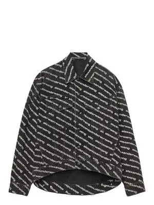 Alexander Wang All-over Logo Printed Denim Jacket - Black