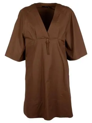 Seventy V-neck Mini Dress With Tassel Detail - Brown