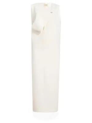 Khaite Khaite Crispin Sleeveless Maxi Dress With V-Neck Chalk