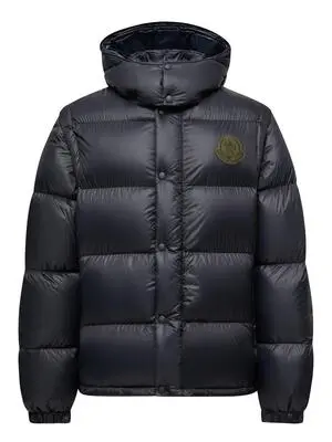 Moncler Quilted Hooded Down Jacket With Zip-up Closure - Dark Blue