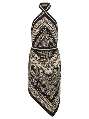 Balmain Backless Knit Paisley And Monogram Dress - Black