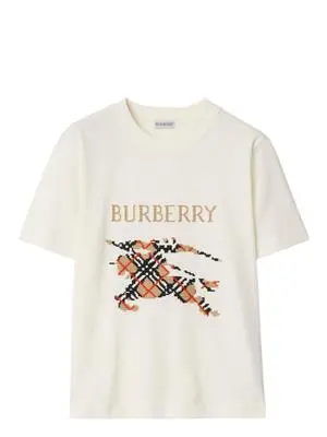 Burberry Burberry Logo & Equestrian Knight Design Crewneck T-shirt Chalk