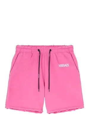 Versace Logo Embroidered Drawstring Shorts - Pink