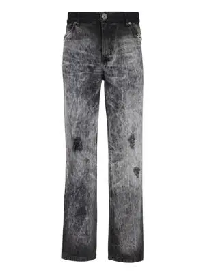 Balmain Straight Washed Effect Leg Jeans - Gray
