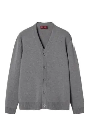 Gucci V-neck Cardigan With Webbing Detail - Grey