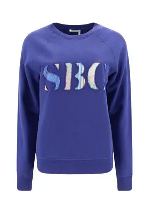 See By Chloé Crewneck Sweatshirt With Logo Print - Blue