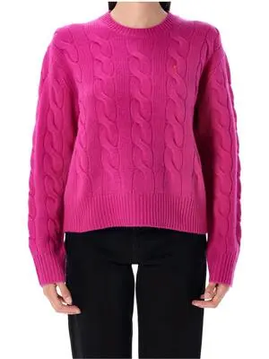 Polo Ralph Lauren Polo Ralph Lauren Cable-Knit Crew Neck Sweater Fucsia