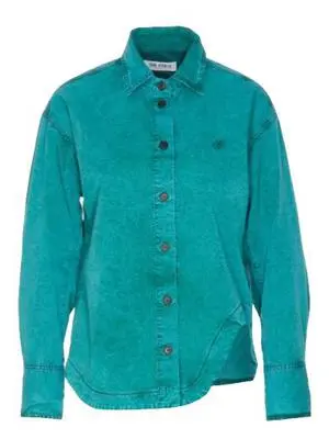Attico Logo Embroidered Asymmetric Shirt - Green
