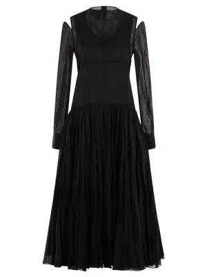 JIL SANDER Pleat-detailed Crewneck Midi Dress - Black