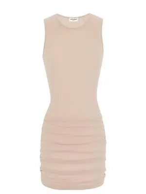 Saint Laurent Saint Laurent Crewneck Ruched Mini Dress No