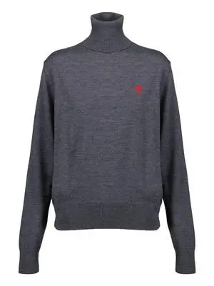 Ami High Neck Knitted Jumper - Black