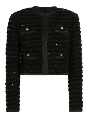 Dolce & Gabbana Embellished Sequined Tweed Jacket - Black