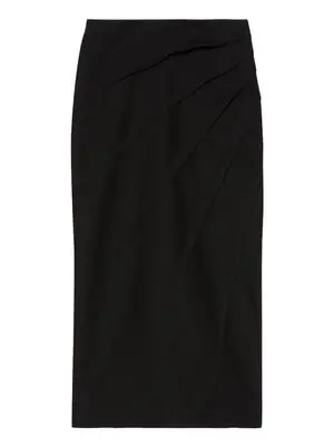 Gucci Wool Draped Detailed Midi Skirt - Black