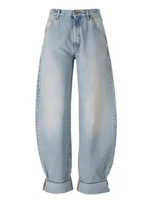 DARKPARK Barrel Cut Jeans With Hook-eye Buckles - Gray