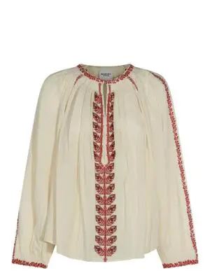 Isabel Marant Étoile Embroidered Peasant Top - Nude