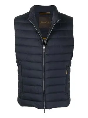 MOORER Quilted Zippered Vest - Dablu