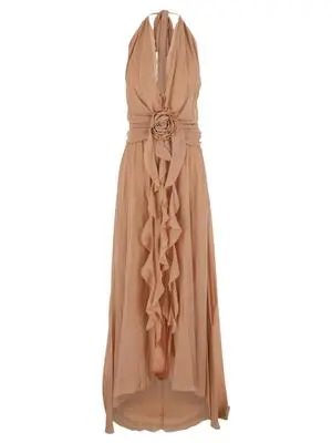 Blumarine Halterneck Maxi Dress - Brown