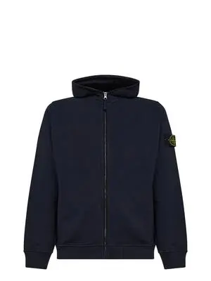 Stone Island Logo Patch Zip Hoodie - Blue