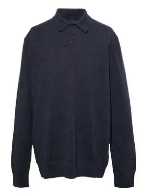 MAISON MARGIELA Maison Margiela Straight Hem Knitted Polo Shirt Black
