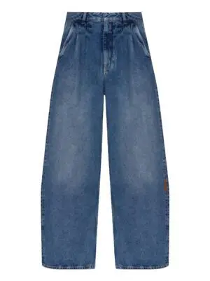 Off-White Logo Patch Wide Leg Jeans - Blue