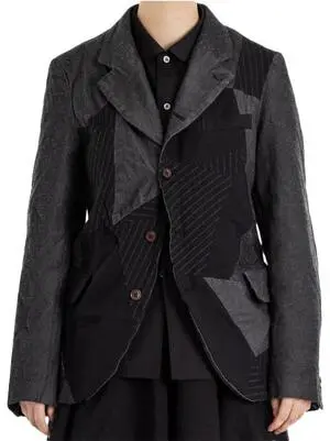 Comme Des Garçons Patchwork Long-sleeved Casual Jacket - Black