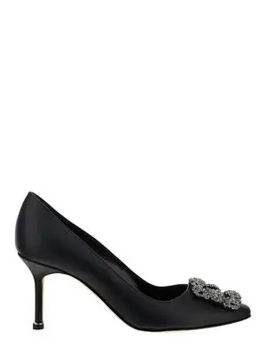 Manolo Blahnik Manolo Blahnik 75mm Crystal-Embellished Leather Pumps Black