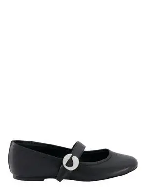 Coperni Ballerina Belted Flats With Silver-tone Logo Buckle - Black