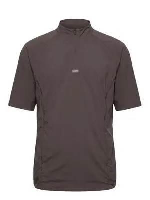 AMOMENTO Stand Collar Zip T-shirt - Brown