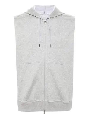 Brunello Cucinelli Sleeveless Zip-up Hoodie - White