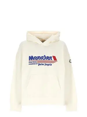 Moncler X Palm Angels Racing Logo Cotton Hoodie - White