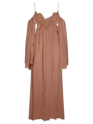 Blumarine One-shoulder Ruffled Dress - Brown