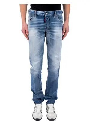 Dsquared2 Logo Embroidered Straight Leg Jeans - Blue