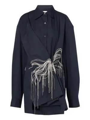 Dries Van Noten Embellished Oversized Shirt - Navy