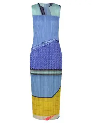 PLEATS PLEASE BY ISSEY MIYAKE Sleeveless Midi Dress - Blue
