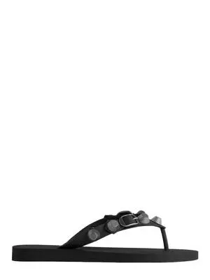 Balenciaga Cagole Studded Thong Flip-flops - Black