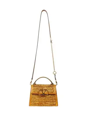 Valentino Garavani Vlogo Raffia Handbag - Brown