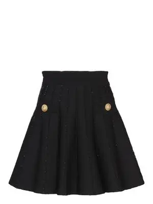 Balmain Sparkly Flared Knit Skirt - Black
