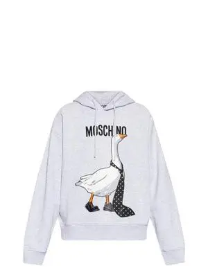 Moschino Printed Drawstring Hoodie - White