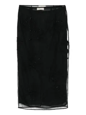 Blumarine Embroidered Tulle Skirt - Black